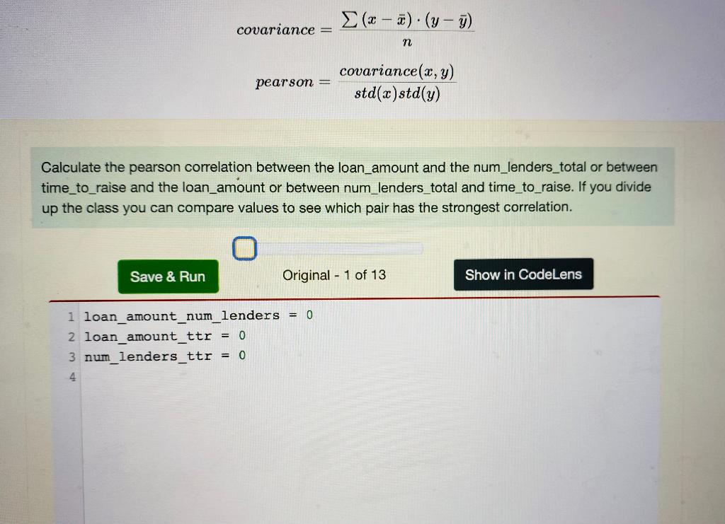(x-7)(y-7) covariance = n pearson = covariance(x, y) | Chegg.com