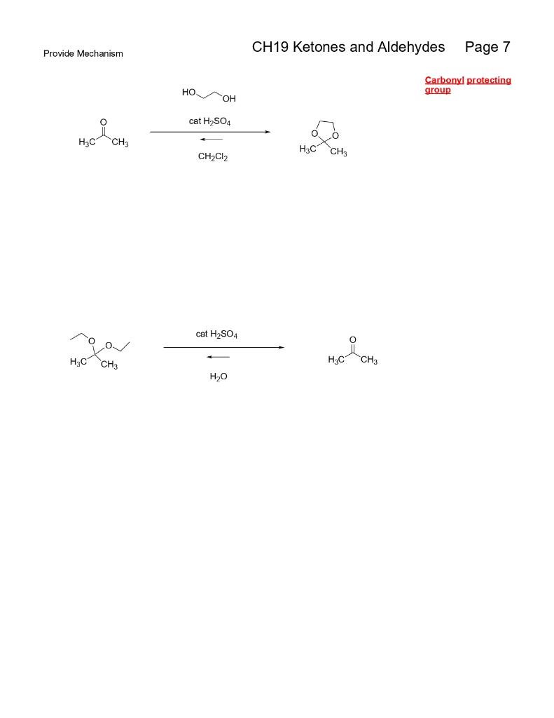 Solved Provide Mechanism CH19 Ketones and Aldehydes Pag | Chegg.com