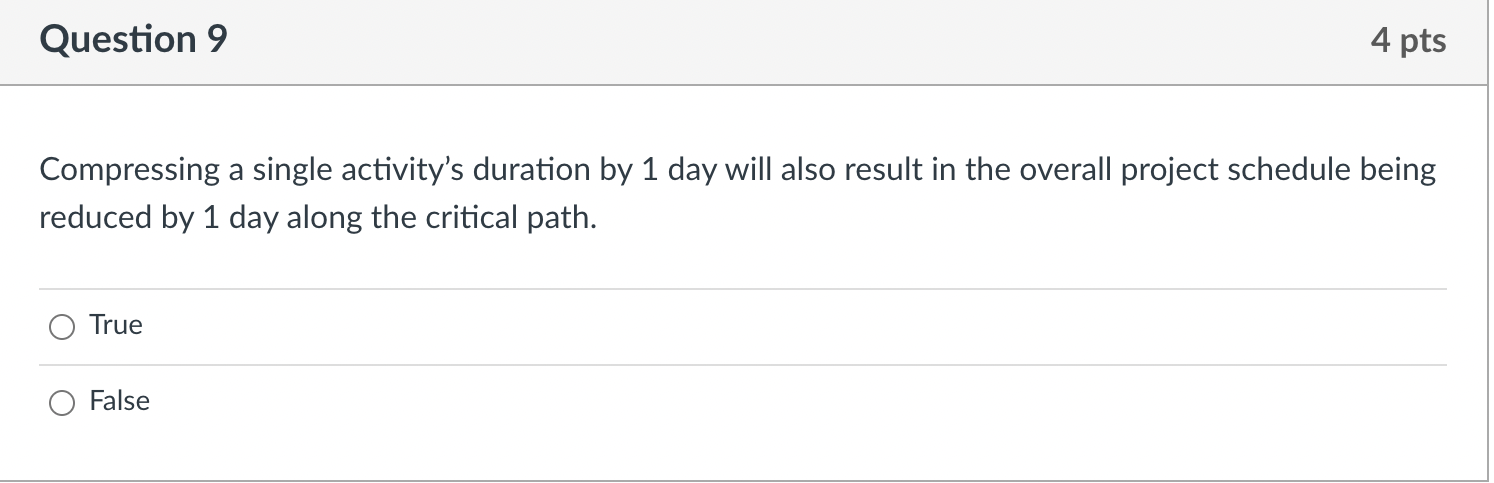 Solved Question 9 4 pts Compressing a single activity's | Chegg.com