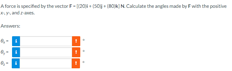 Solved A force is specified by the vector | Chegg.com