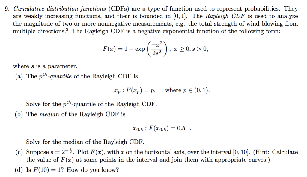 Solved 9. Cumulative distribution functions (CDFs) are a | Chegg.com