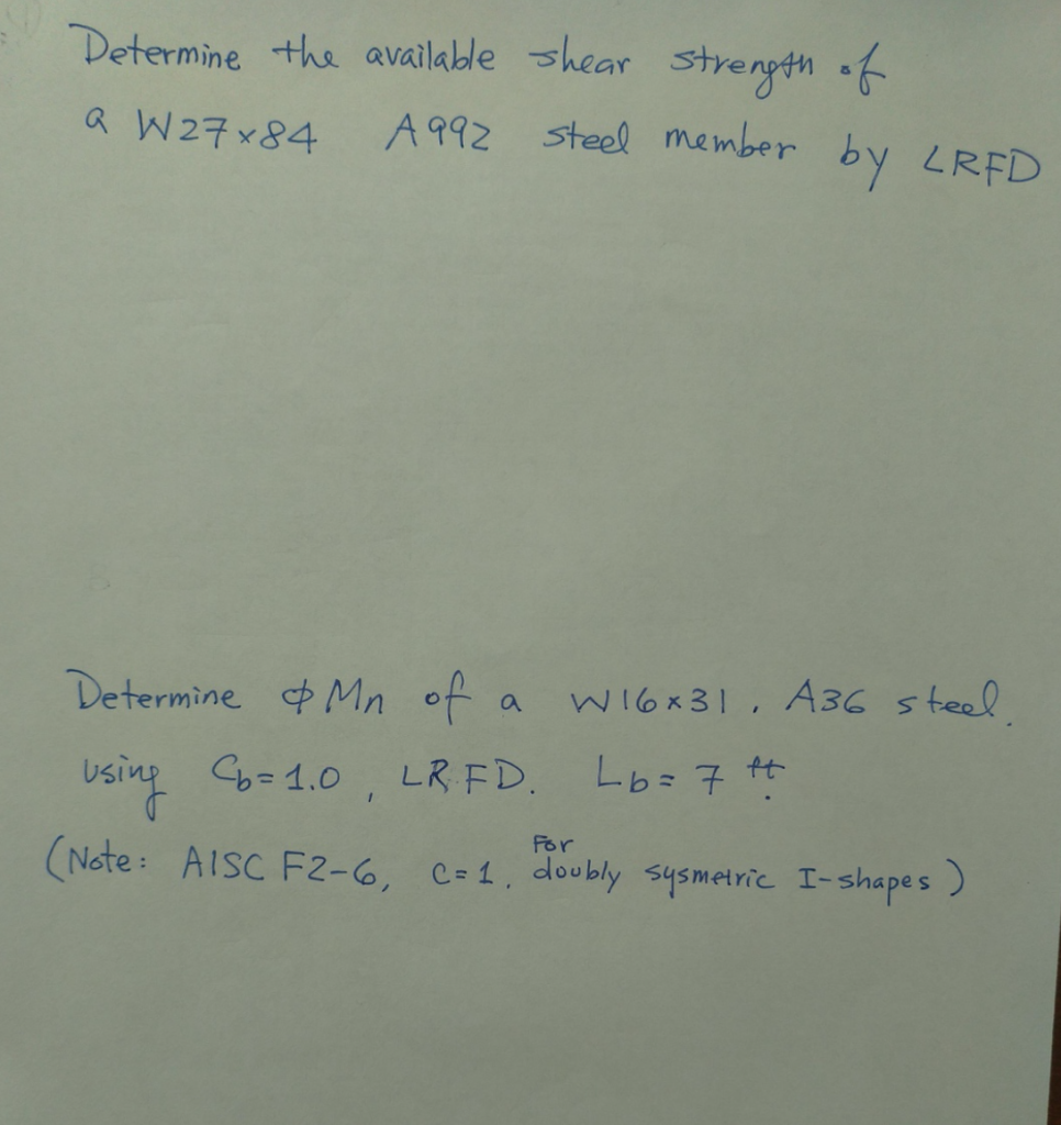 Solved Determine the available shear strength of a W27x84 | Chegg.com