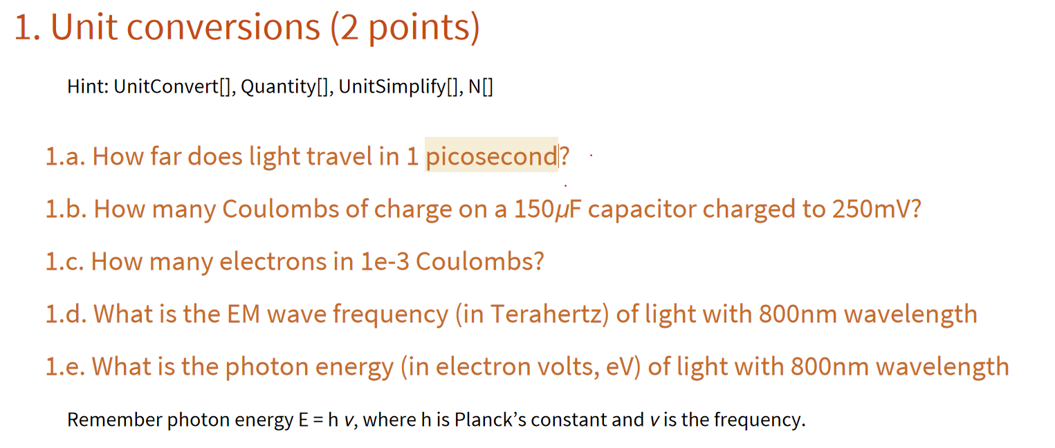 Solved 1. Unit conversions (2 points) Hint: UnitConvert[], | Chegg.com