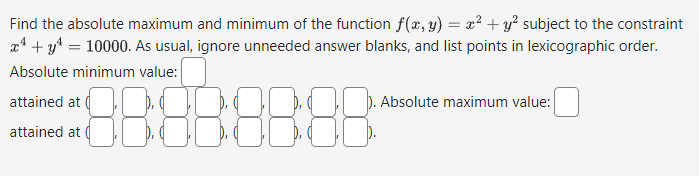 Solved Find The Absolute Maximum And Minimum Of The Function
