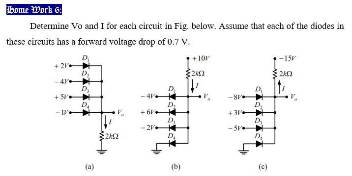 Solved Wome Work 6: Determine Vo and I for each circuit in | Chegg.com