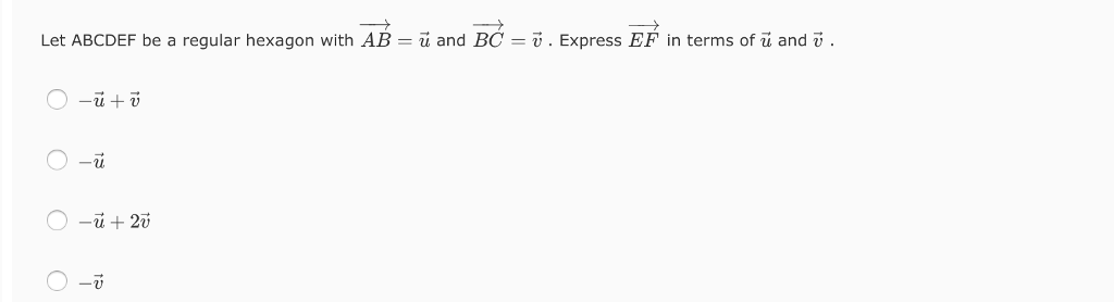 Solved Let ABCDEF be a regular hexagon with AB u and BC-u . | Chegg.com