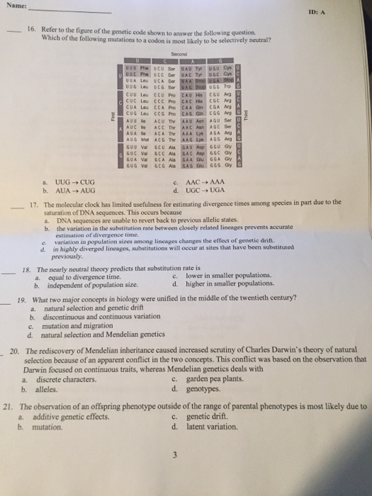 Solved Name: ID: A 16. Refer to the figure of the genetic | Chegg.com