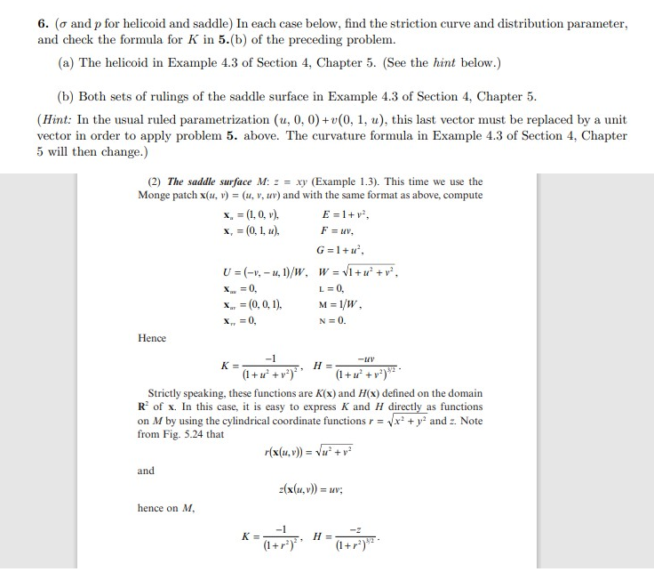 Solved (2) ﻿The saddle surface M:z=xy (Example 1.3). ﻿This | Chegg.com
