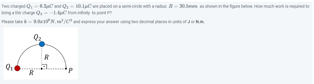 Solved Two charged Q1=6.3μC and Q2=10.1μC are placed on a | Chegg.com