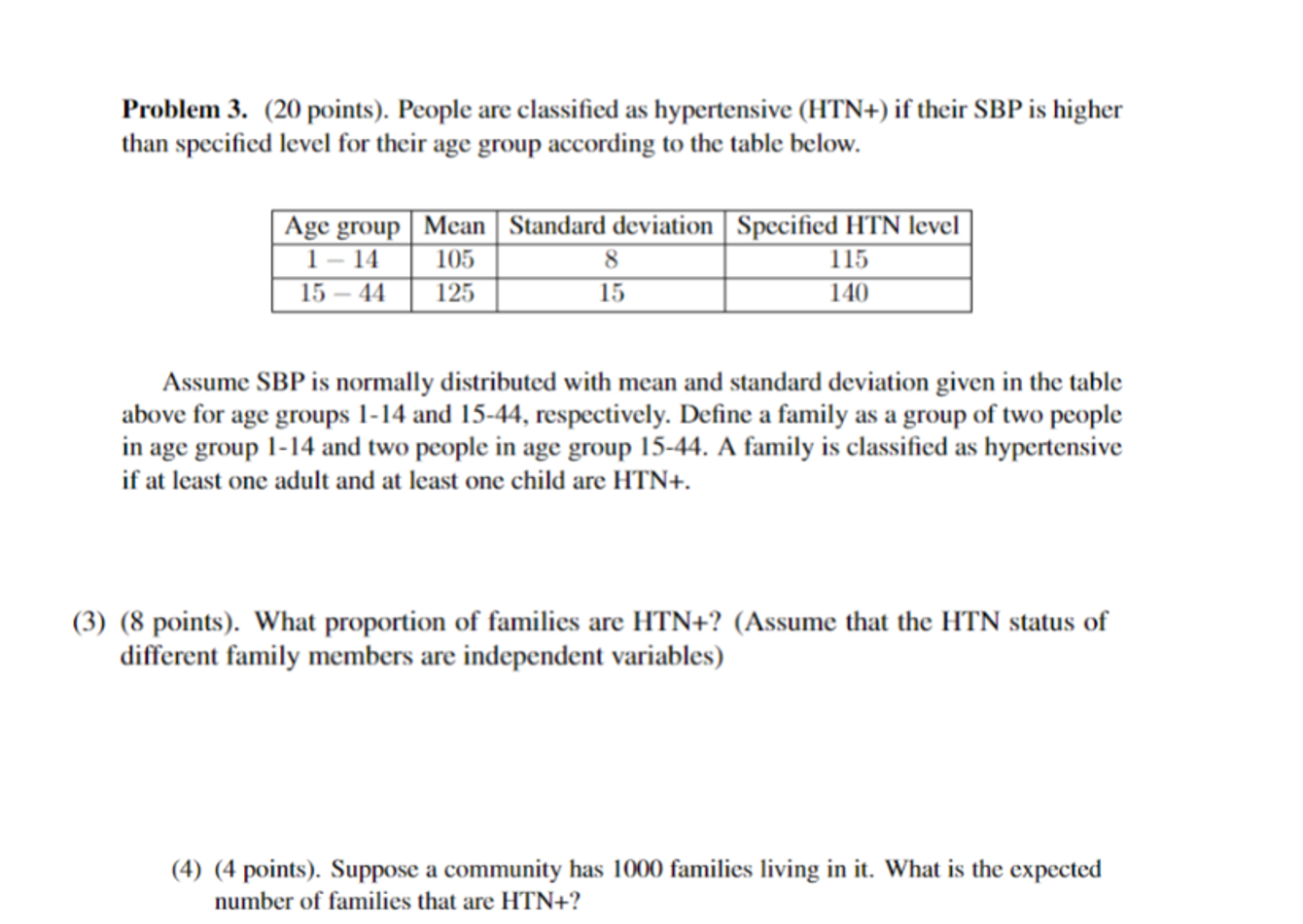 Solved Problem 3. (20 ﻿points). ﻿People are classified as | Chegg.com