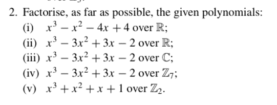 Solved 1. For each of the following pairs of polynomials, | Chegg.com