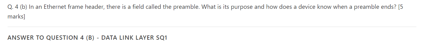 Solved Q. 4 (b) In an Ethernet frame header, there is a | Chegg.com