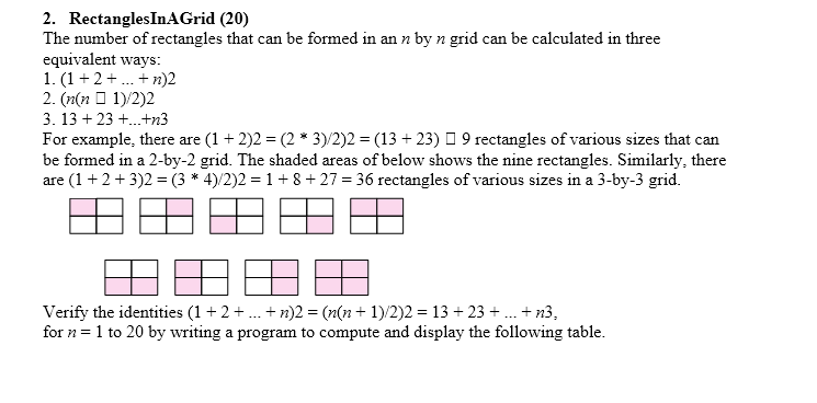 Solved 2. Rectangles InAGrid (20) The number of rectangles | Chegg.com