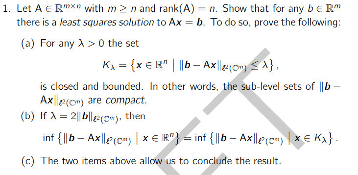 Let A∈Rm×n with m≥n and rank(A)=n. Show that for any | Chegg.com