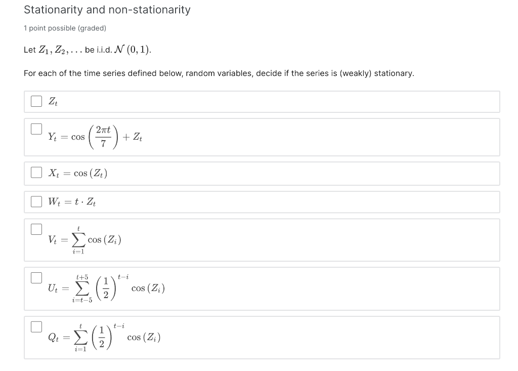 Solved Stationarity and non-stationarity 1 point possible | Chegg.com