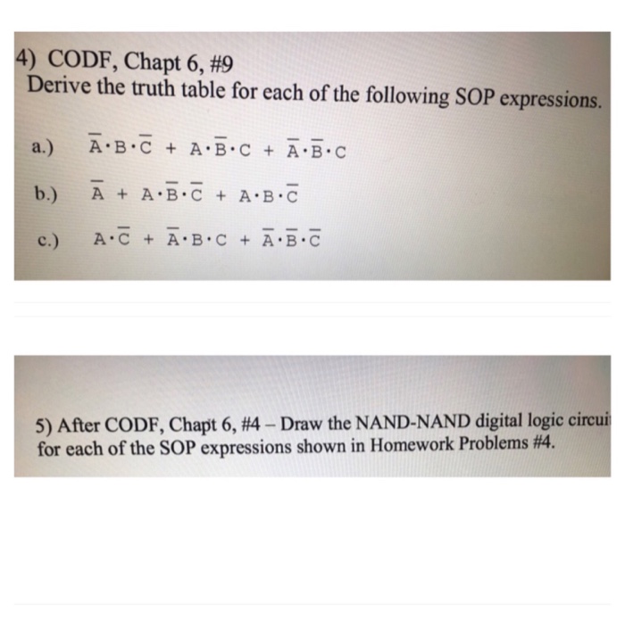 Solved Derive the truth table for each of the following SOP | Chegg.com