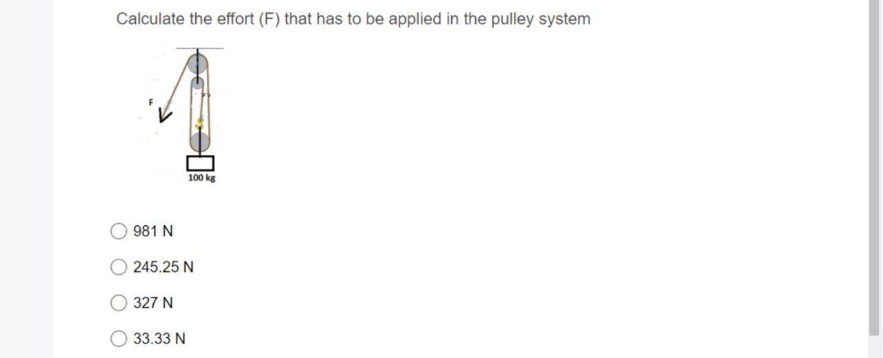 Solved Calculate the effort (F) that has to be applied in | Chegg.com