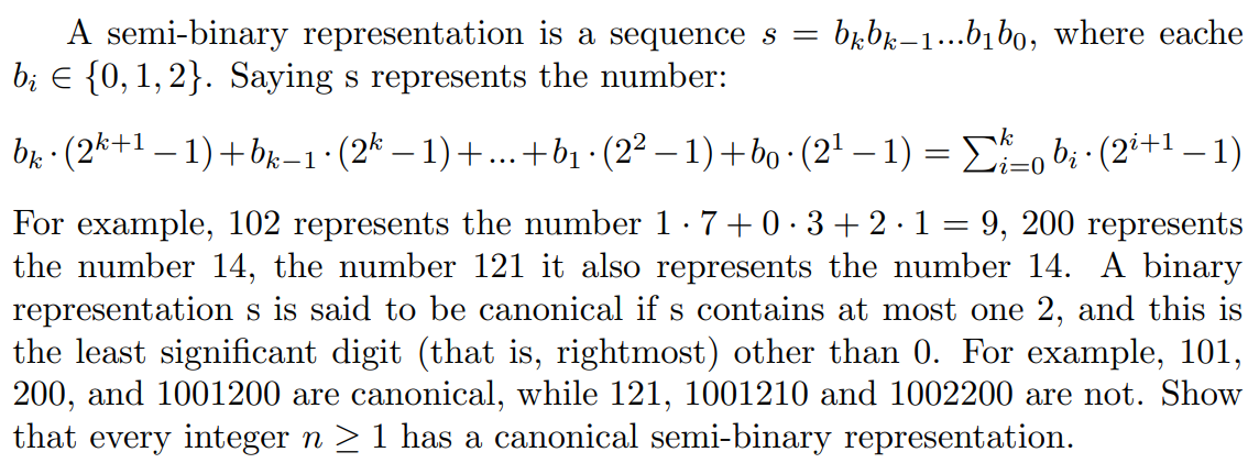 Solved A semi-binary representation is a sequence s = | Chegg.com