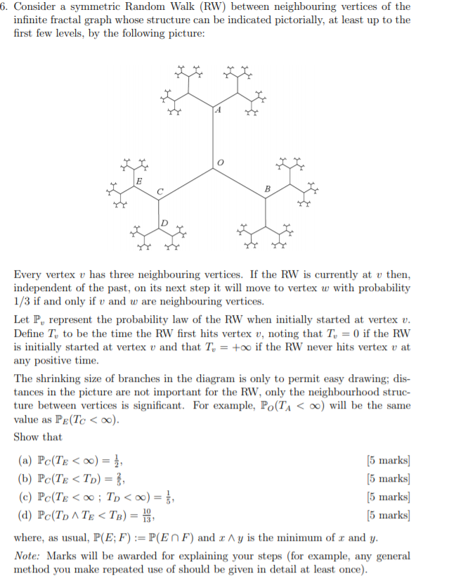 Solved 6. Consider a symmetric Random Walk (RW) between | Chegg.com