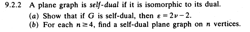 Solved 9.2.2 A plane graph is self-dual if it is isomorphic | Chegg.com