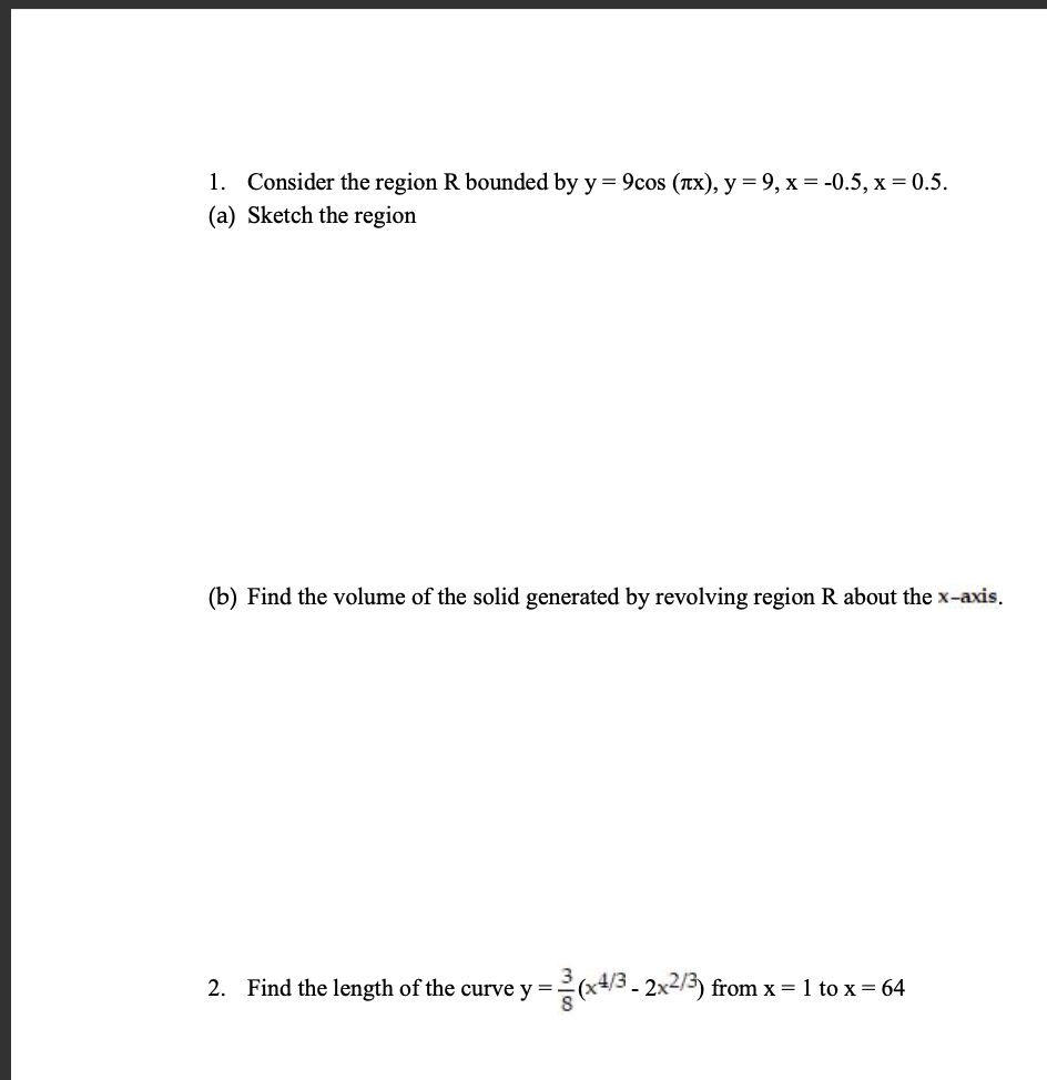 Solved 1. Consider the region R bounded by | Chegg.com