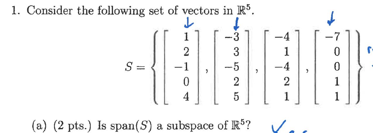 Solved 1. Consider the following set of vectors in R5. | Chegg.com