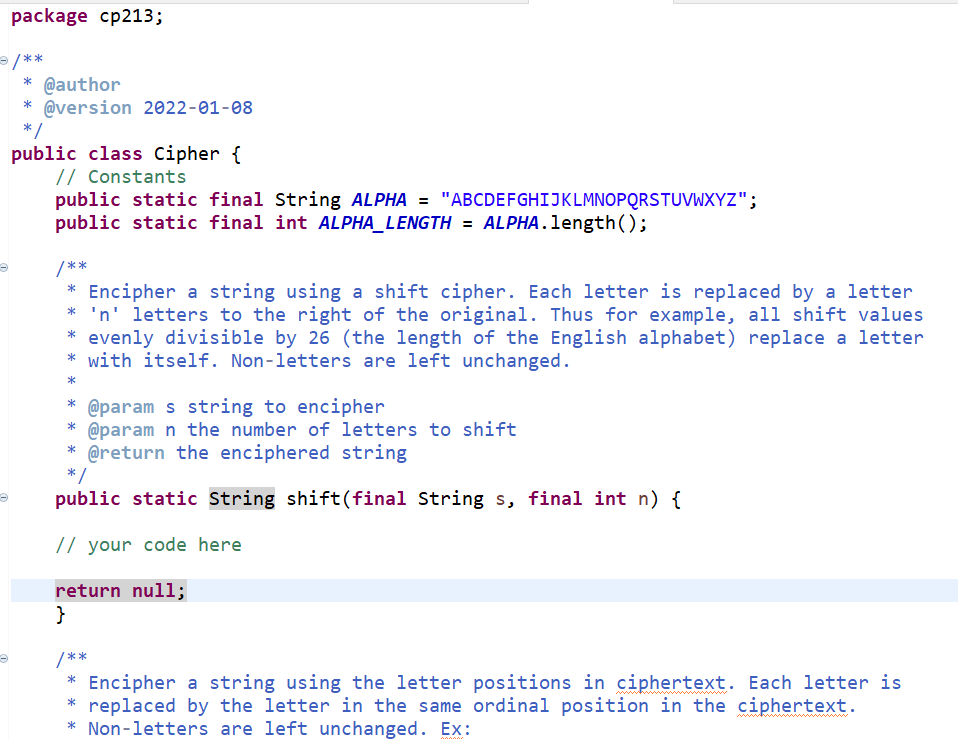 Solved package cp213; /** * @author * @version 2022-01-08 */ | Chegg.com