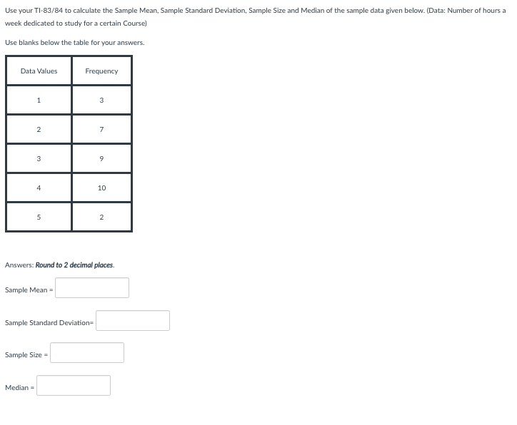 Solved Use your TI-83/84 to calculate the Sample Mean, | Chegg.com