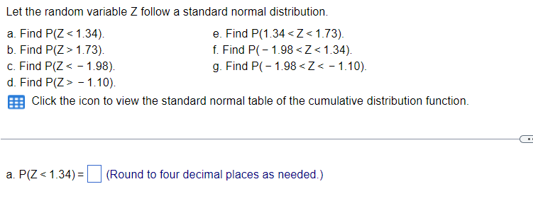 Solved Let the random variable Z follow a standard normal | Chegg.com