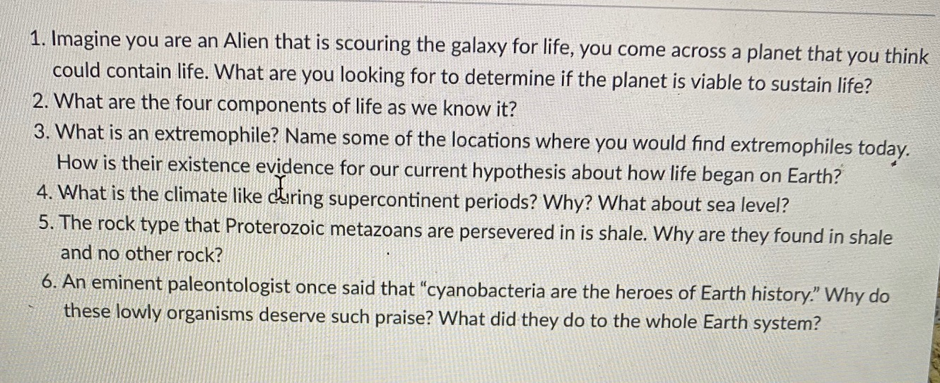 Solved 1. Imagine you are an Alien that is scouring the | Chegg.com