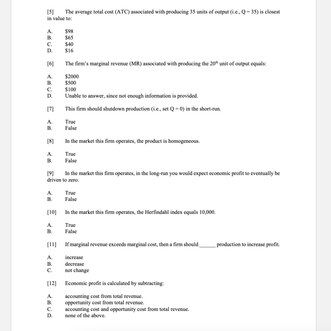 Solved [5] The average total cost (ATC) associated with | Chegg.com