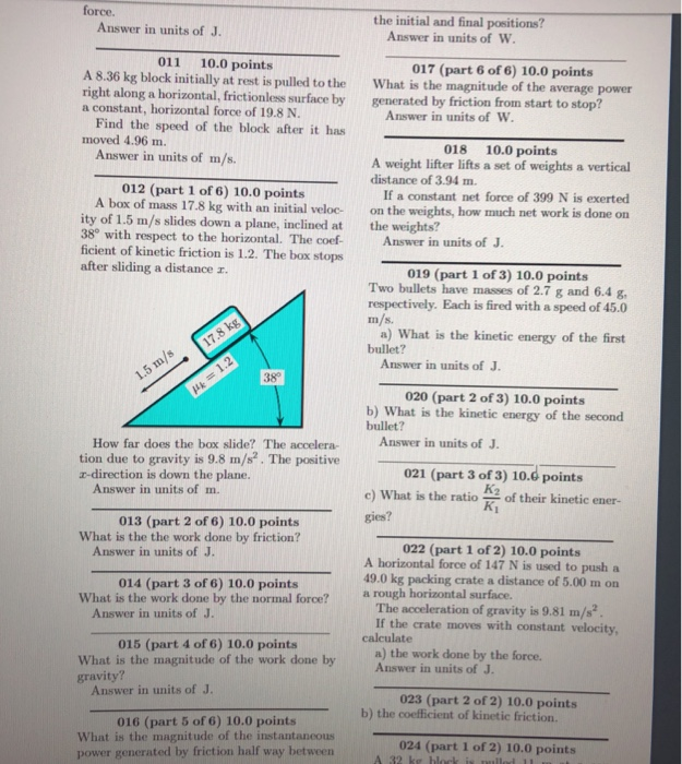 Solved force. the initial and final positions? Answer in | Chegg.com
