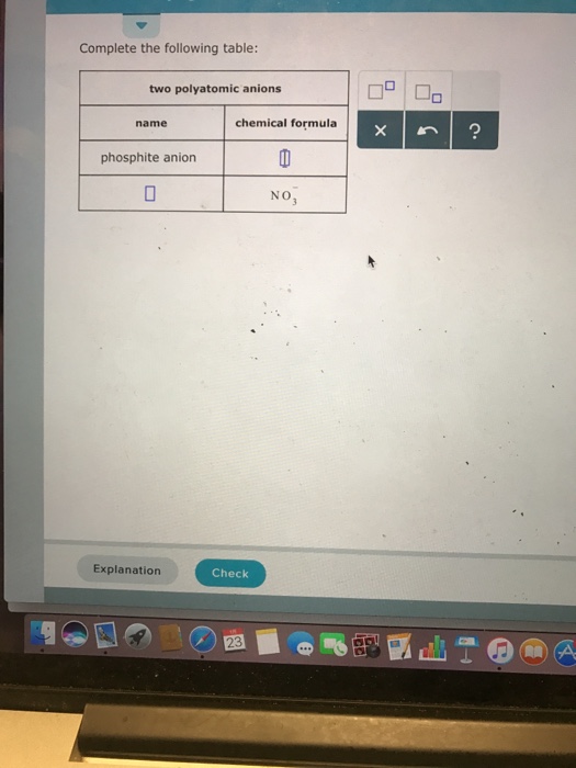 Solved Complete the following table: two polyatomic anions | Chegg.com
