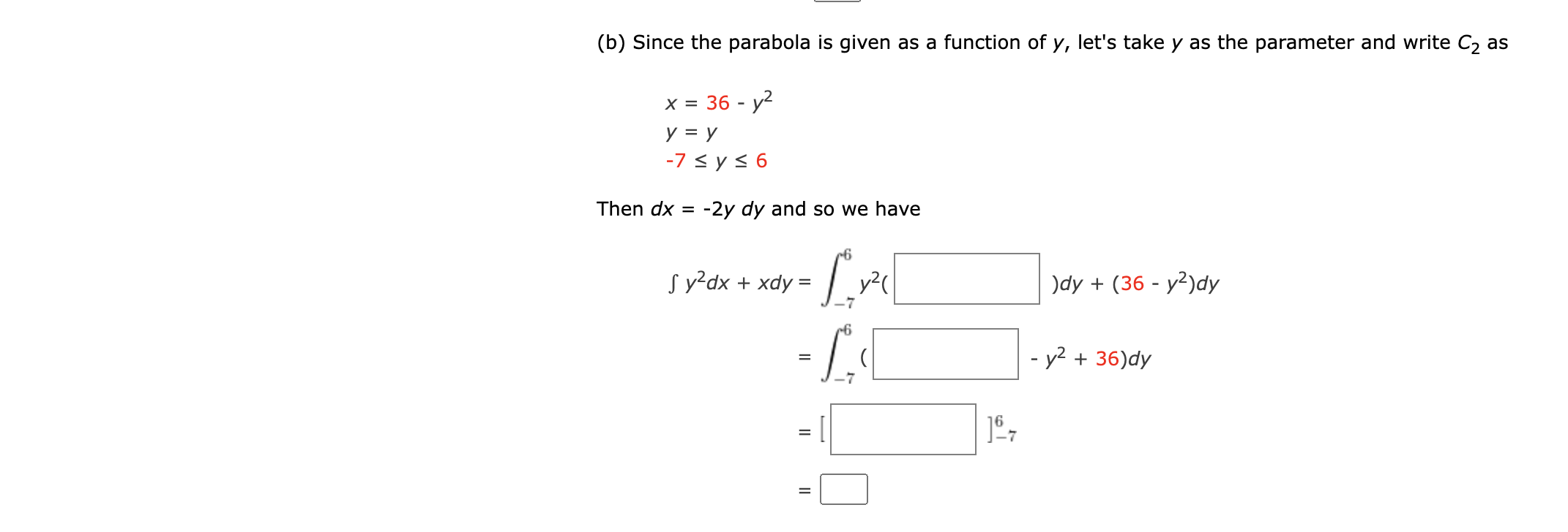 Solved EXAMPLE 4 Evaluate ∫y2dx+xdy along the following | Chegg.com