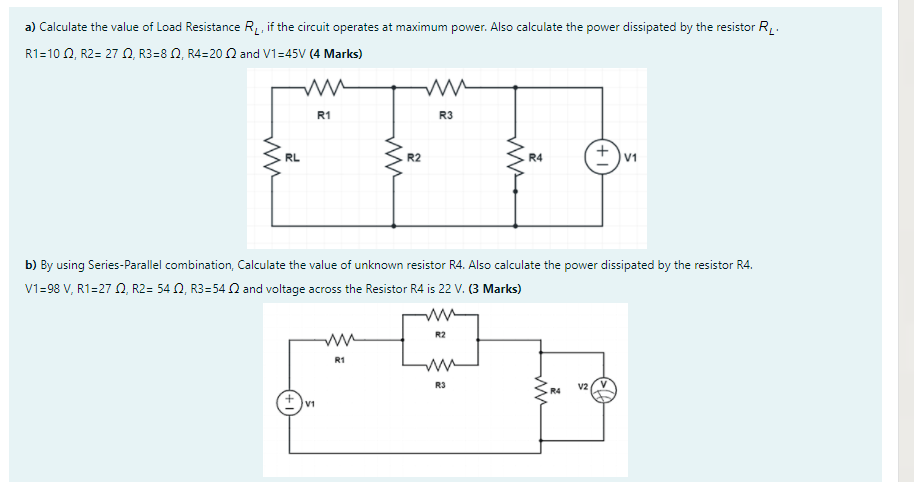 Solved a) Calculate the value of Load Resistance RL, if the | Chegg.com