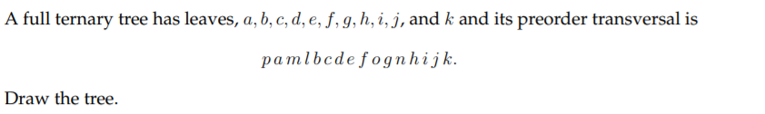 Solved A full ternary tree has leaves, a, b, c, d, e, f, g, | Chegg.com