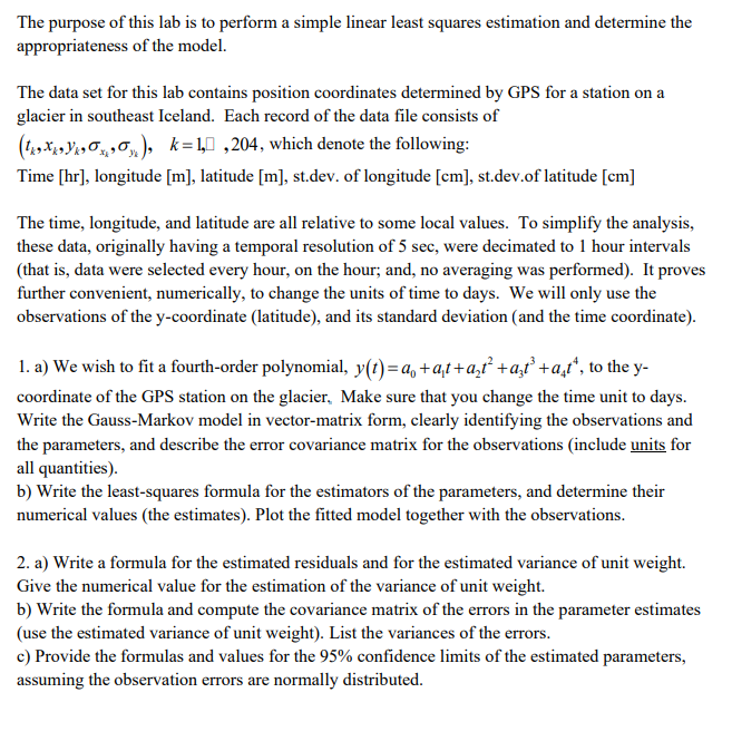 The purpose of this lab is to perform a simple linear | Chegg.com