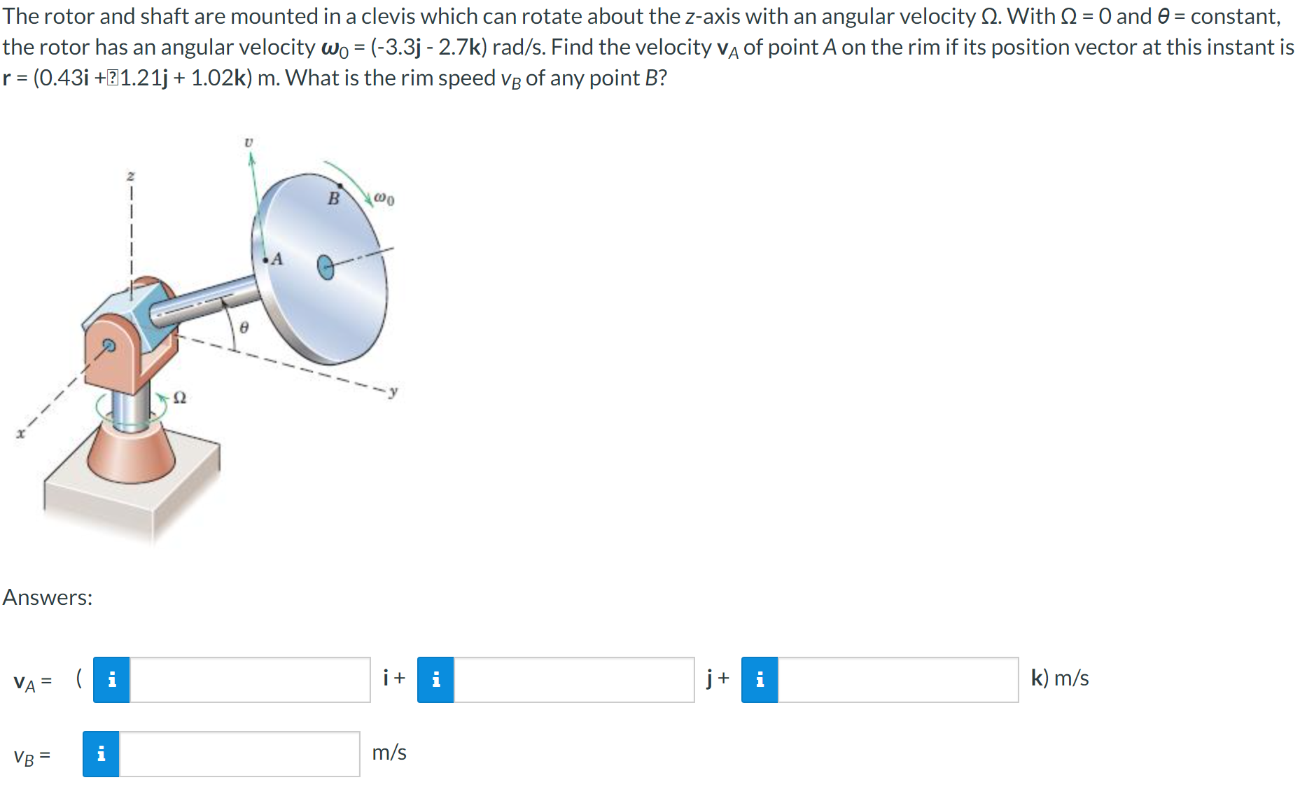 Solved The rotor and shaft are mounted in ﻿a clevis which | Chegg.com