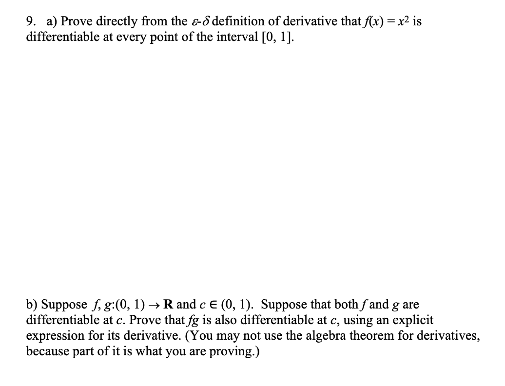Solved 9. a) Prove directly from the e-8 definition of | Chegg.com
