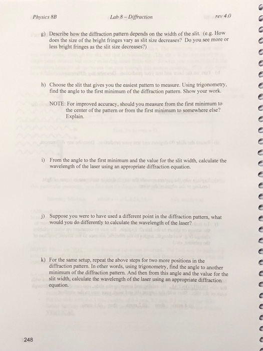Solved Physics 8B Lab 8-Diffraction rev 4.0 Part I: | Chegg.com