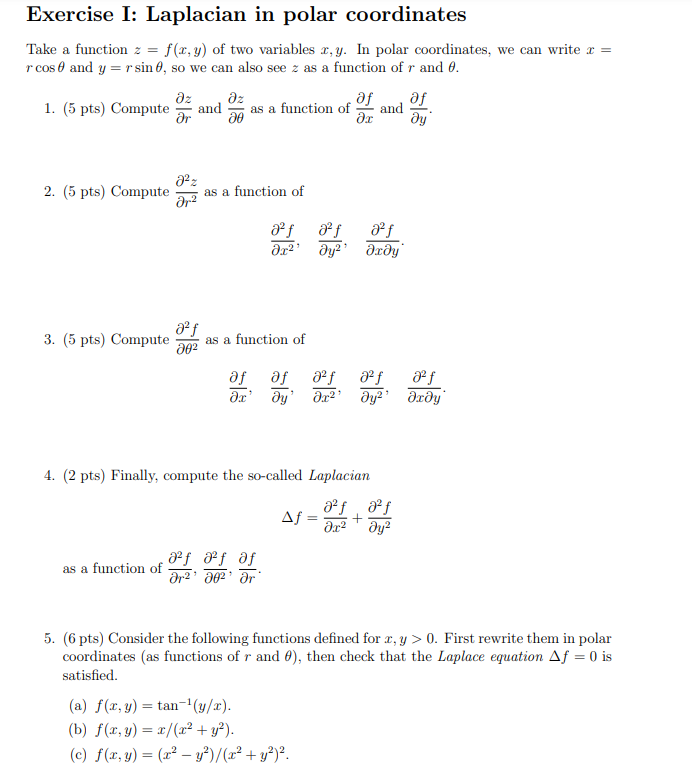 Solved Exercise I: Laplacian in polar coordinates Take a | Chegg.com