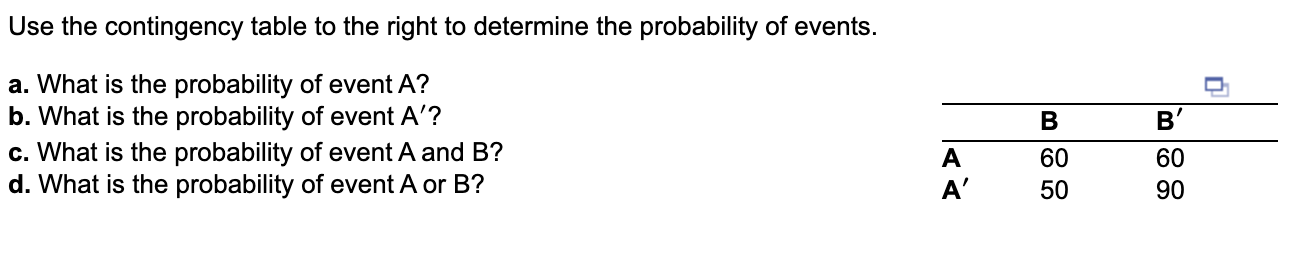 Solved Use the contingency table to the right to determine | Chegg.com