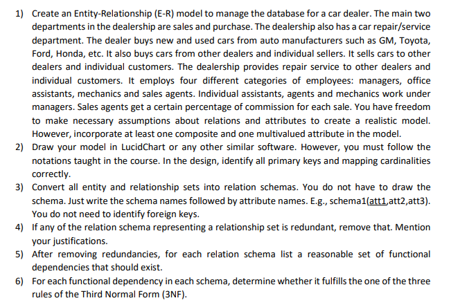 Solved 1) Create an Entity-Relationship (E-R) model to | Chegg.com