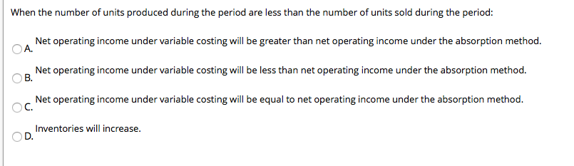 Solved When the number of units produced during the period | Chegg.com