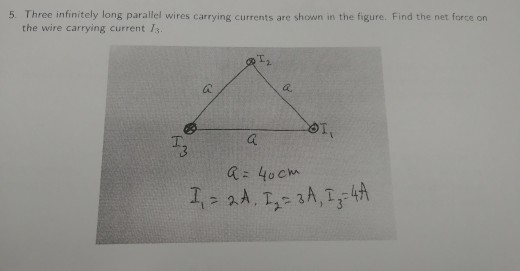 Solved Three infinitely long parallel wires carrying | Chegg.com