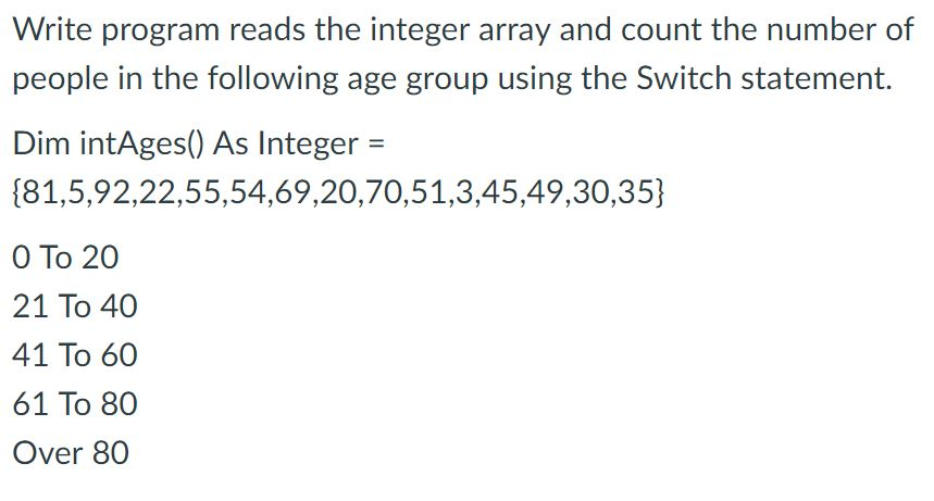 Solved Write Program Reads The Integer Array And Count The