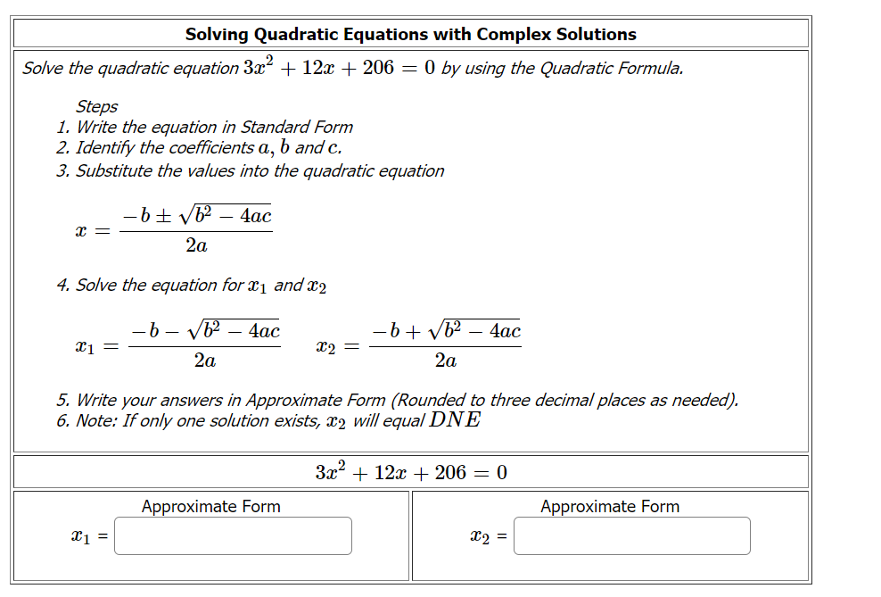 Solved Solving Quadratic Equations with Complex Solutions | Chegg.com
