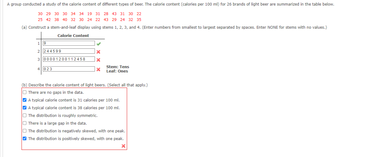 Solved (b) Describe the calorie content of light beers. | Chegg.com