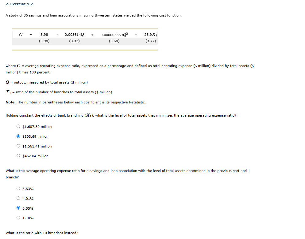 Solved 2. ﻿Exercise 9.2A study of 86 ﻿savings and loan | Chegg.com