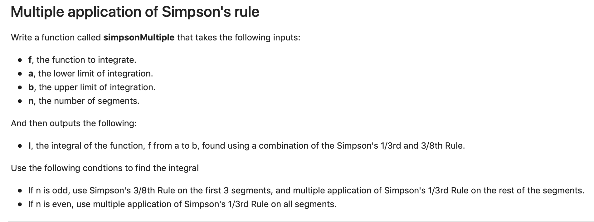Solved Multiple application of Simpson's rule Write a | Chegg.com